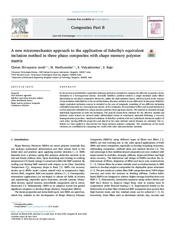 (PDF) A new micromechanics approach to the application of Eshelby's ...