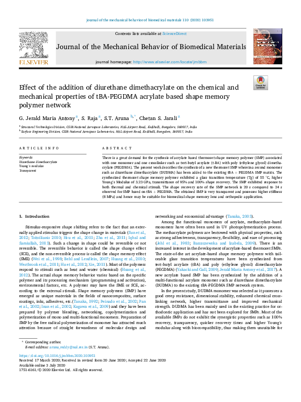 (PDF) Effect of the addition of diurethane dimethacrylate on the ...