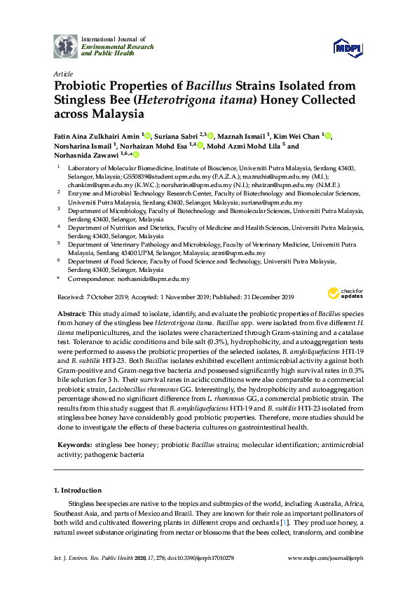 (PDF) Probiotic Properties of Bacillus Strains Isolated from Stingless ...