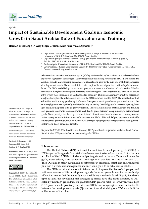 Pdf Impact Of Sustainable Development Goals On Economic Growth In
