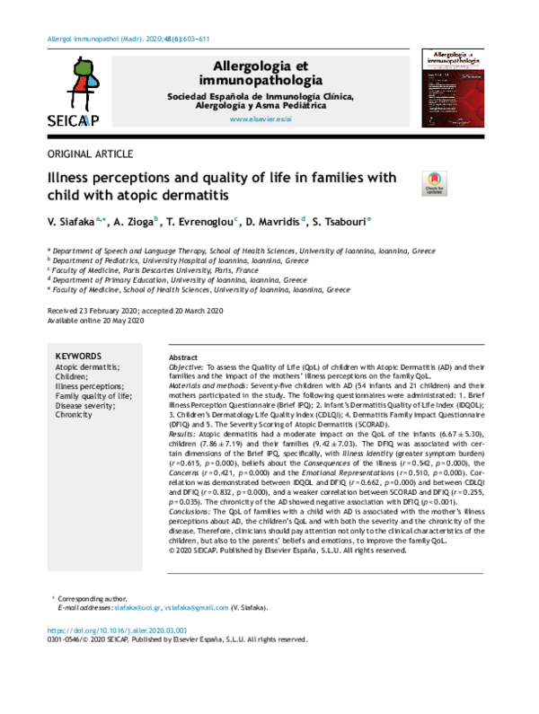 (PDF) Illness perceptions and quality of life in families with child ...