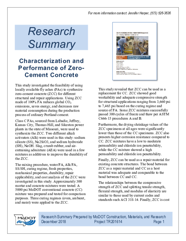 (PDF) Characterization and Performance of Zero-Cement Concrete
