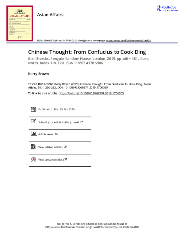 (PDF) Chinese Thought: From Confucius to Cook Ding