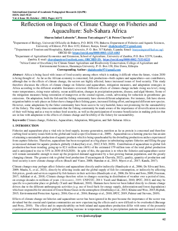 (PDF) Reflection on Impacts of Climate Change on Fisheries and ...