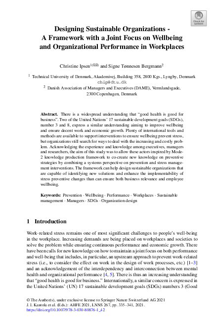 (PDF) Designing Sustainable Organizations - A Framework with a Joint ...