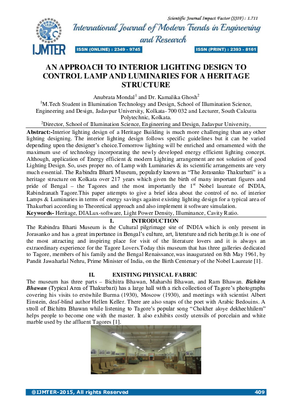 (PDF) An Approach to Interior Lighting Design to Control Lamp and ...