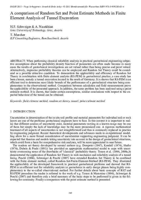 (PDF) A comparison of Random Set and Point Estimate Methods in Finite Element Analysis of Tunnel ...
