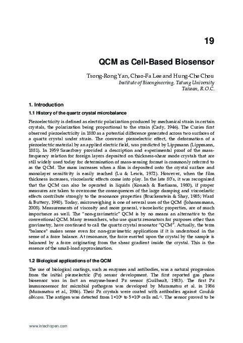 (PDF) 19 QCM as Cell-Based Biosensor