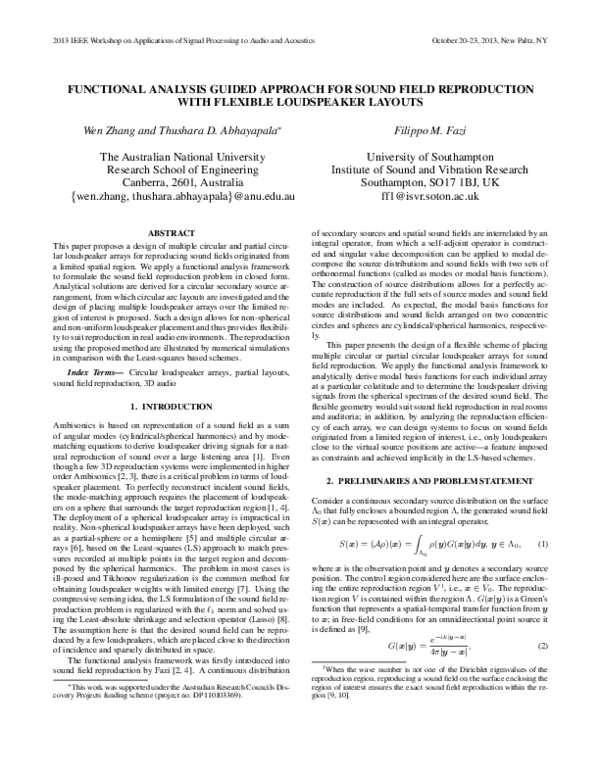 (PDF) Functional analysis guided approach for sound field reproduction ...
