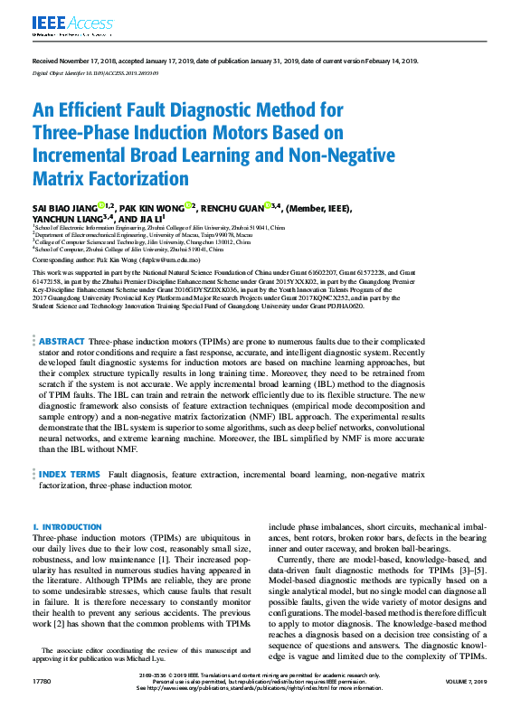 Pdf An Efficient Fault Diagnostic Method For Three Phase Induction Motors Based On Incremental