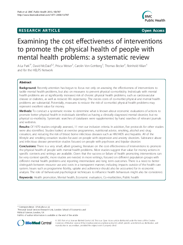 (PDF) Examining the cost effectiveness of interventions to promote the ...