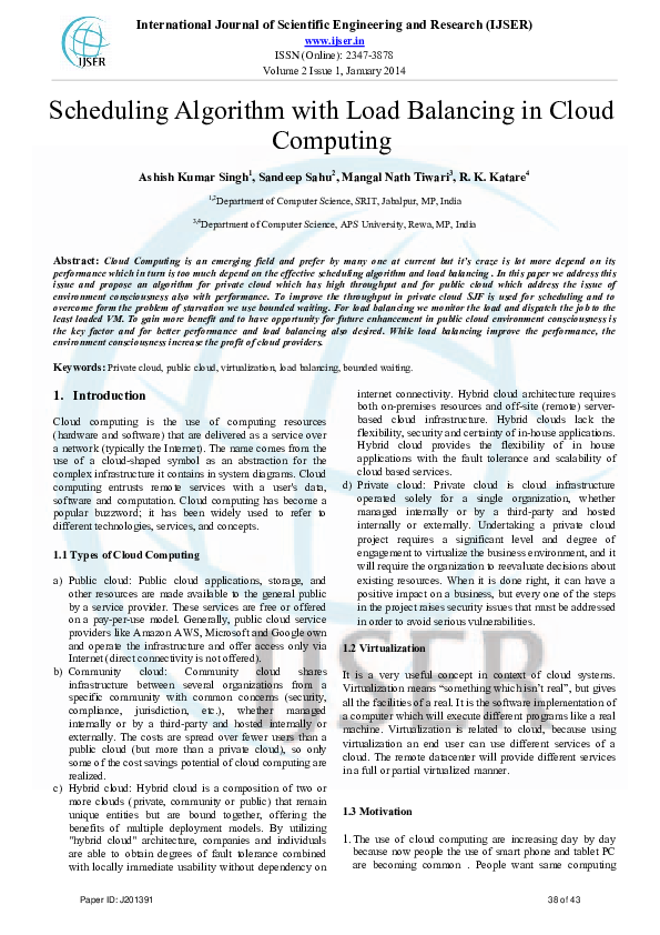 (PDF) Scheduling Algorithm with Load Balancing in Cloud