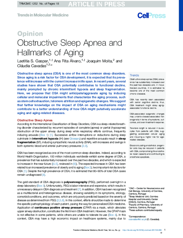 (PDF) Obstructive Sleep Apnea and Hallmarks of Aging | Claudia Cavadas - Academia.edu