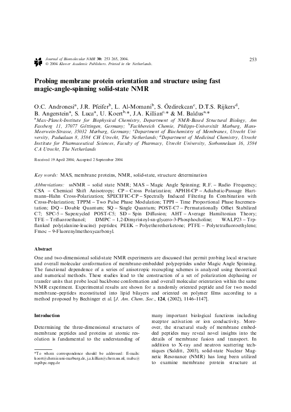 (PDF) Probing membrane protein orientation and structure using fast ...