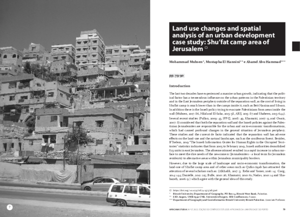 (PDF) Land use changes and spatial analysis of an urban development case study: Shu'fat camp ...