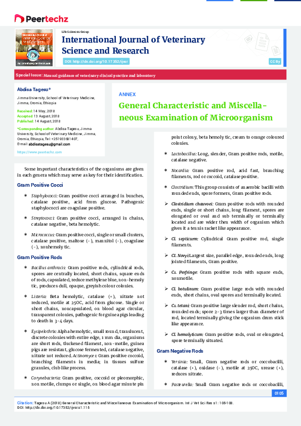 (PDF) General Characteristic and Miscellaneous Examination of Microorganism