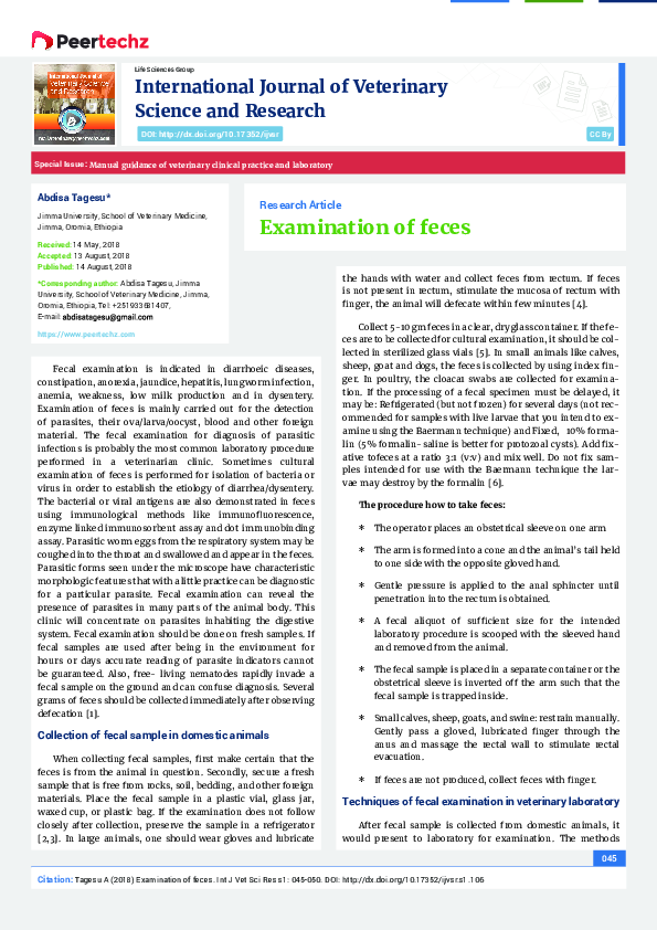 (PDF) Examination of feces (PDF) Examination of feces