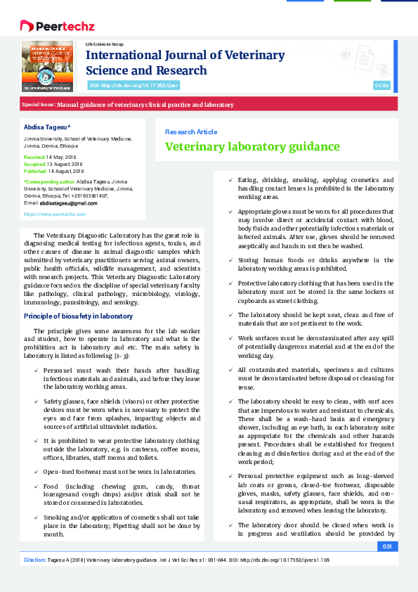 (PDF) Veterinary laboratory guidance