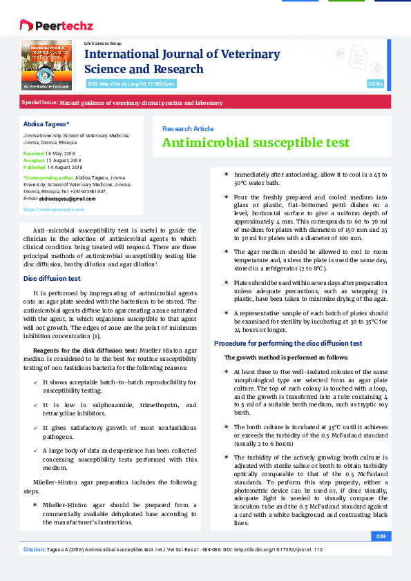 (PDF) Antimicrobial susceptible test