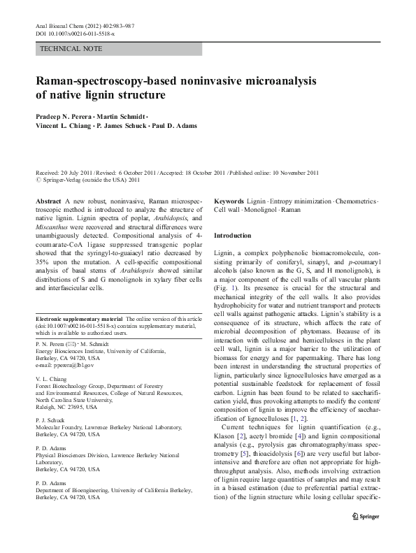 (PDF) Raman-spectroscopy-based noninvasive microanalysis of native ...