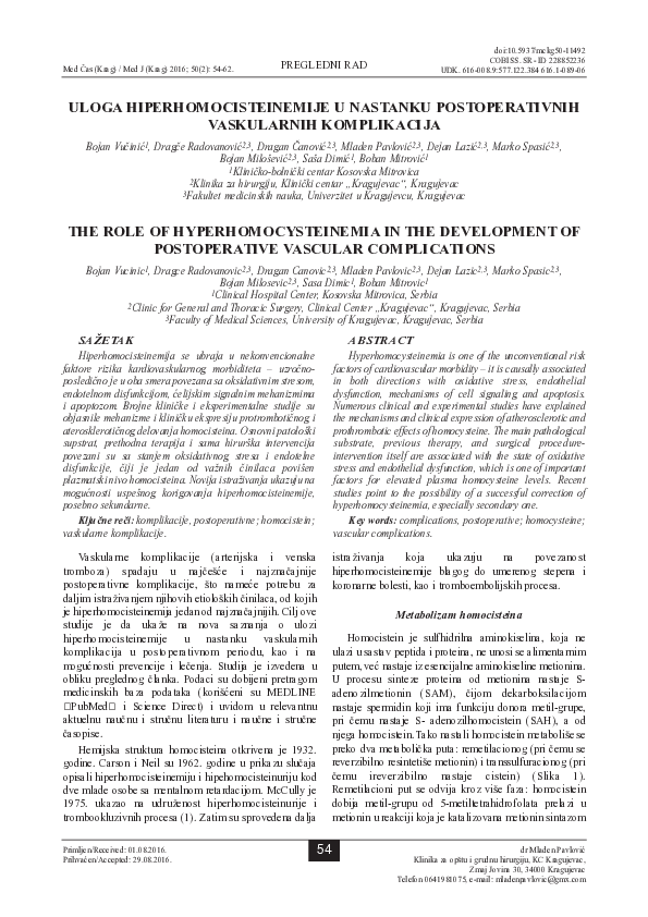 (PDF) The role of hyperhomocysteinemia in the development of ...
