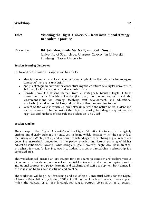 (PDF) Visioning the Digital University – from institutional strategy to ...