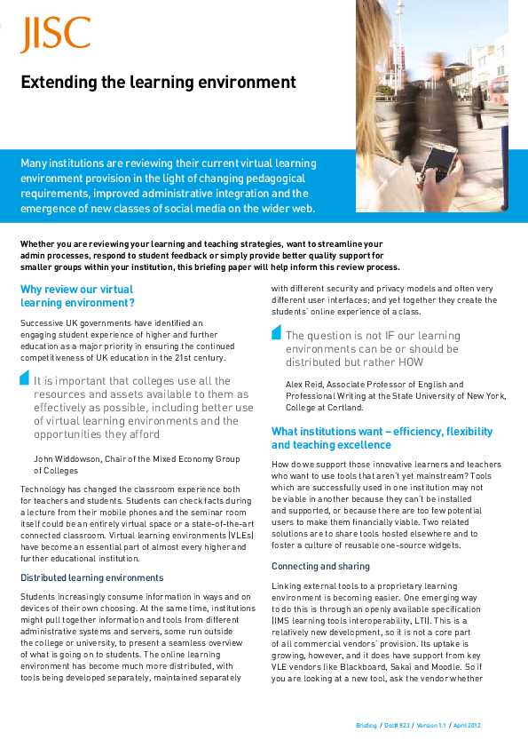 (PDF) Extending the learning environment