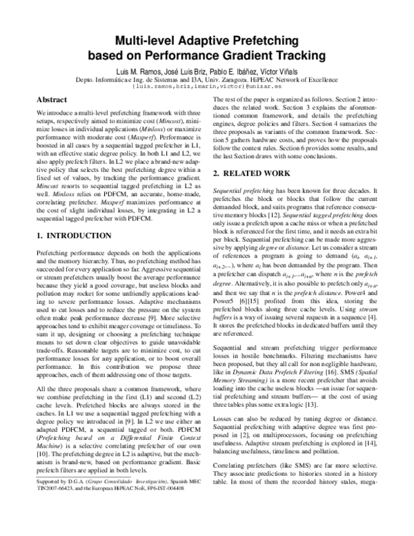 (PDF) Multi-level adaptive prefetching based on performance gradient tracking