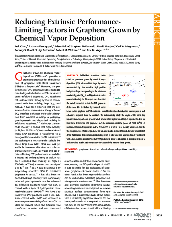 (PDF) Reducing Extrinsic Performance-Limiting Factors in Graphene Grown ...
