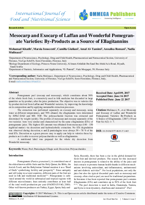 (PDF) Mesocarp and Exocarp of Laffan and Wonderful Pomegranate ...