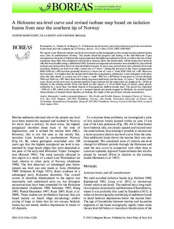 (PDF) A Holocene sea-level curve and revised isobase map based on ...