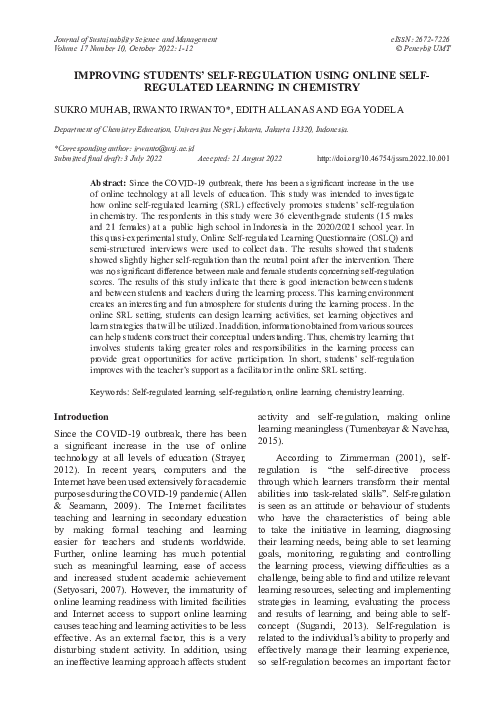 (PDF) Improving Students’ Self-regulation Using Online Self-regulated ...