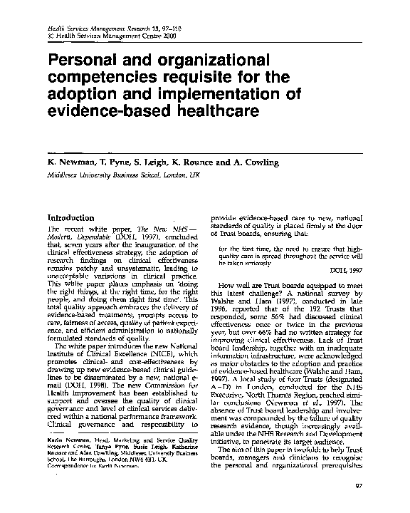 (PDF) Personal and Organizational Competencies Requisite for the ...