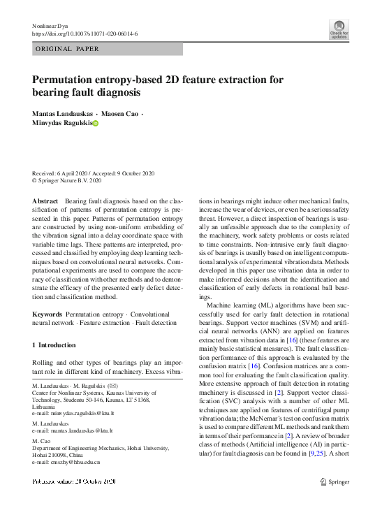 (PDF) 2D Feature Extraction for Bearing Faults