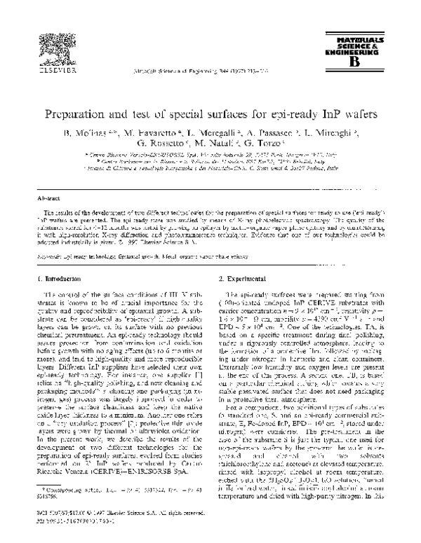 (PDF) Preparation and test of special surfaces for epi-ready InP wafers