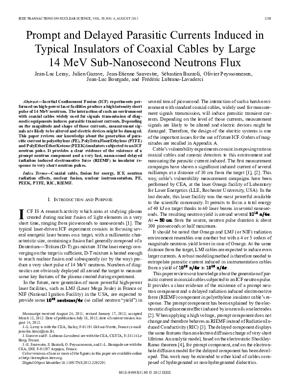 (PDF) Prompt and Delayed Parasitic Currents Induced in Typical ...