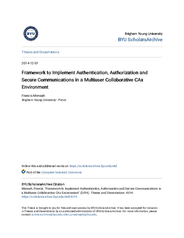 (PDF) Framework to Implement Authentication, Authorization and Secure Communications in a ...