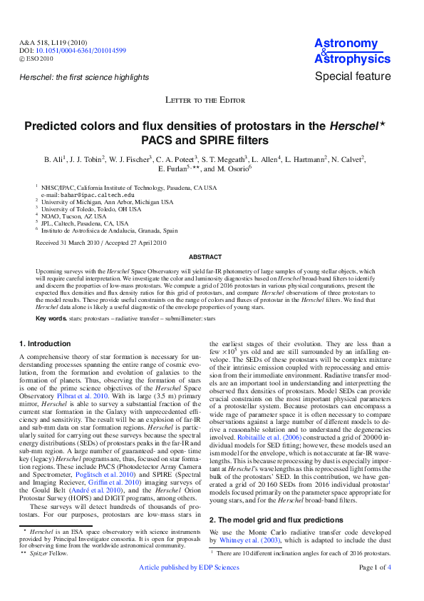 (PDF) Predicted colors and flux densities of protostars in ...