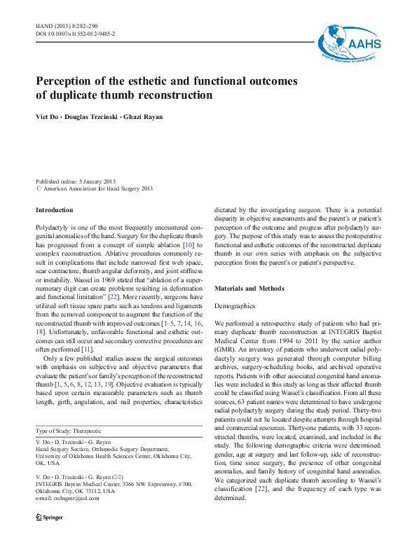 (PDF) Perception of the esthetic and functional outcomes of duplicate ...