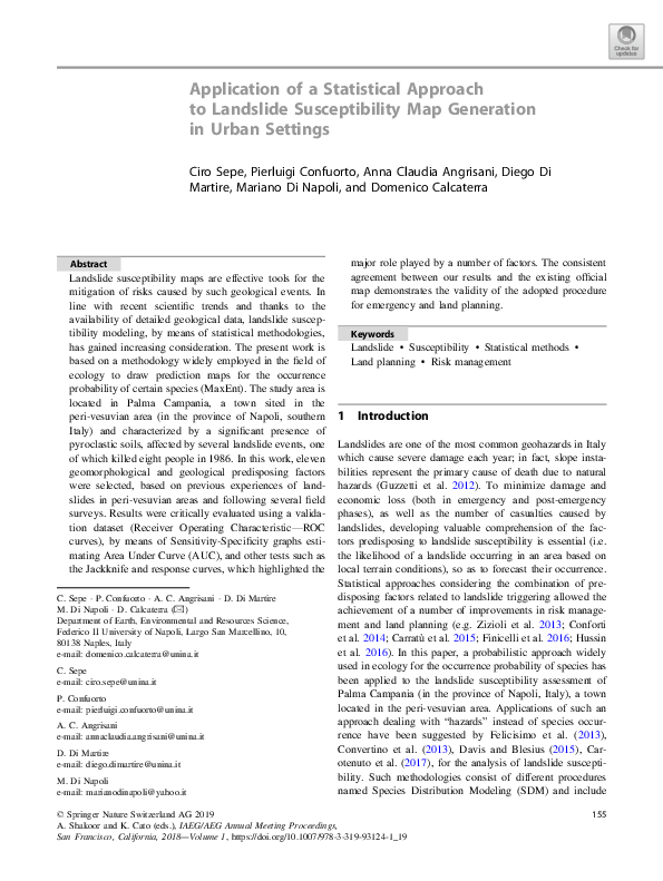 Pdf Application Of A Statistical Approach To Landslide Susceptibility Map Generation In Urban