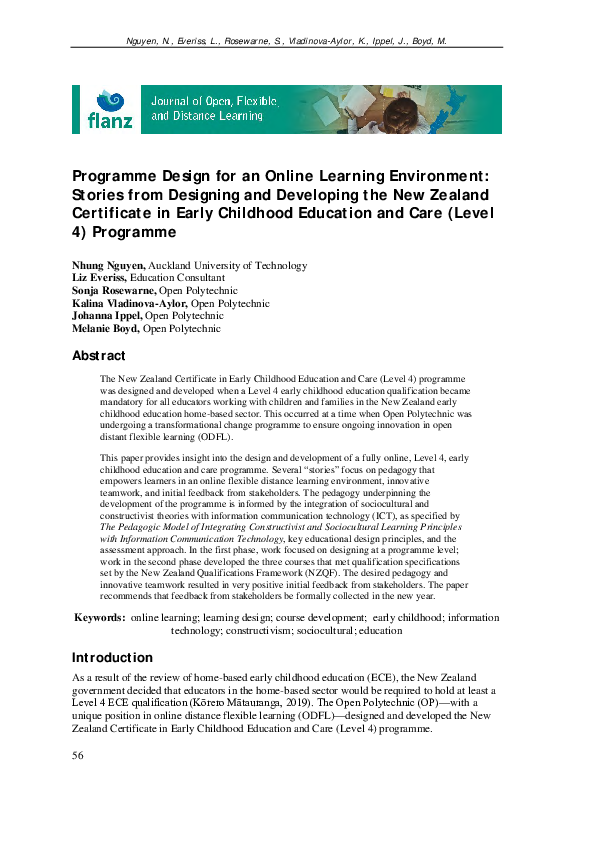 (PDF) Programme Design for Online Learning Environment Stories from ...