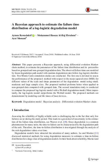 (PDF) A Bayesian approach to estimate the failure time distribution of a log-logistic ...