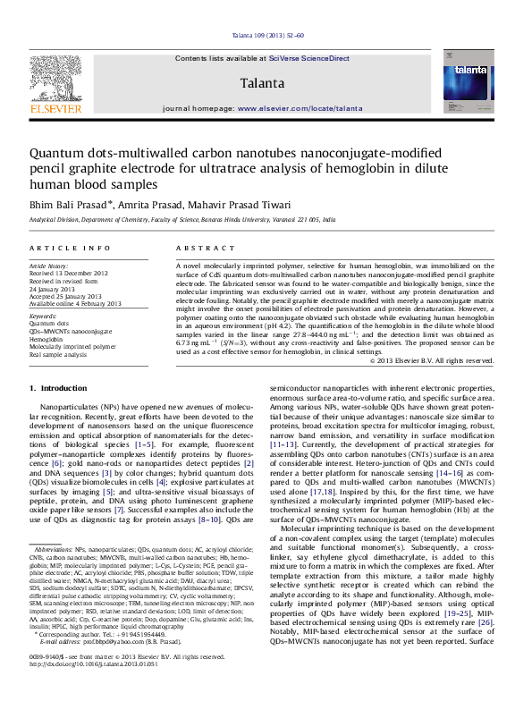(PDF) Quantum dots-multiwalled carbon nanotubes nanoconjugate-modified pencil graphite electrode ...