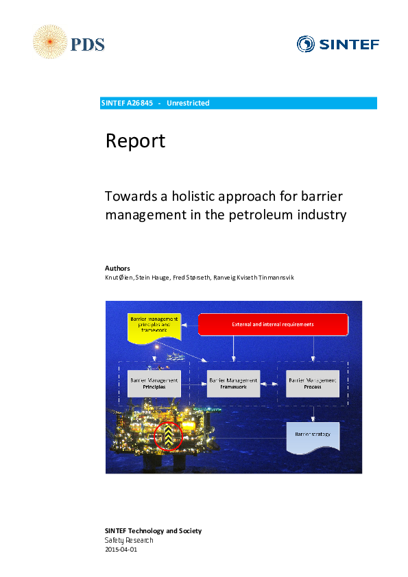 (PDF) Towards a holistic approach for barrier management in the ...