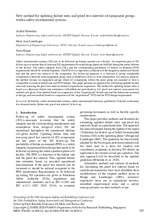 (PDF) New Method for Updating Failure Rates and Proof Test Intervals of ...
