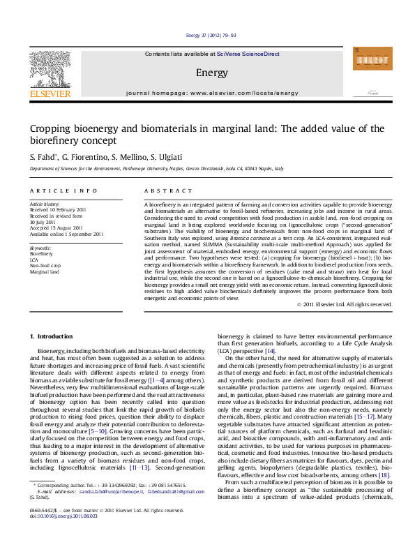 (PDF) Cropping bioenergy and biomaterials in marginal land: The added ...