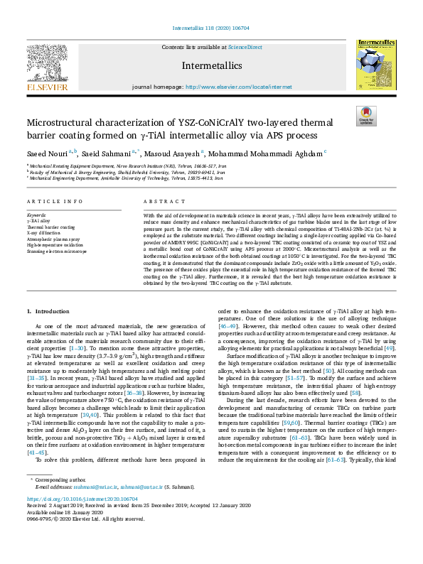 (PDF) Microstructural characterization of YSZ-CoNiCrAlY two-layered thermal barrier coating ...