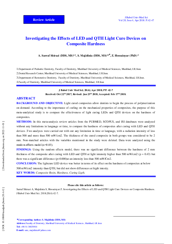 (PDF) Investigating the Effects of LED and QTH Light Cure Devices on ...