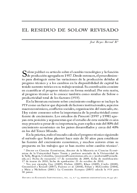 (PDF) El residuo de Solow revisado