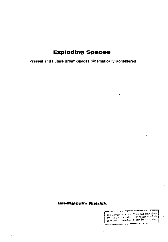 (PDF) Exploding spaces : present and future urban spaces cinematically ...